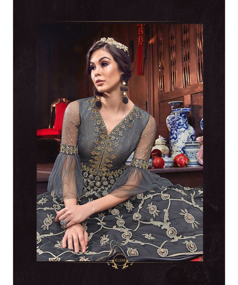 Embroidered With Stone Work Net Gown for Women Semi-Stitched - Shree ...