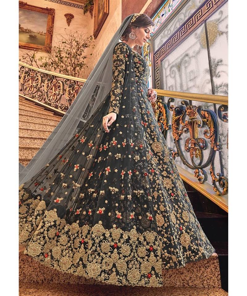Embroidered With Stone Work Net Gown for Women Semi-Stitched - Shree ...