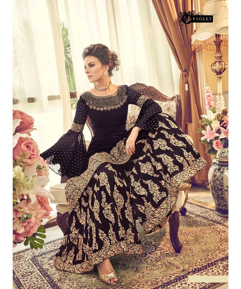 Embroidered With Stone Work Georgette Dress Material for Women Semi ...