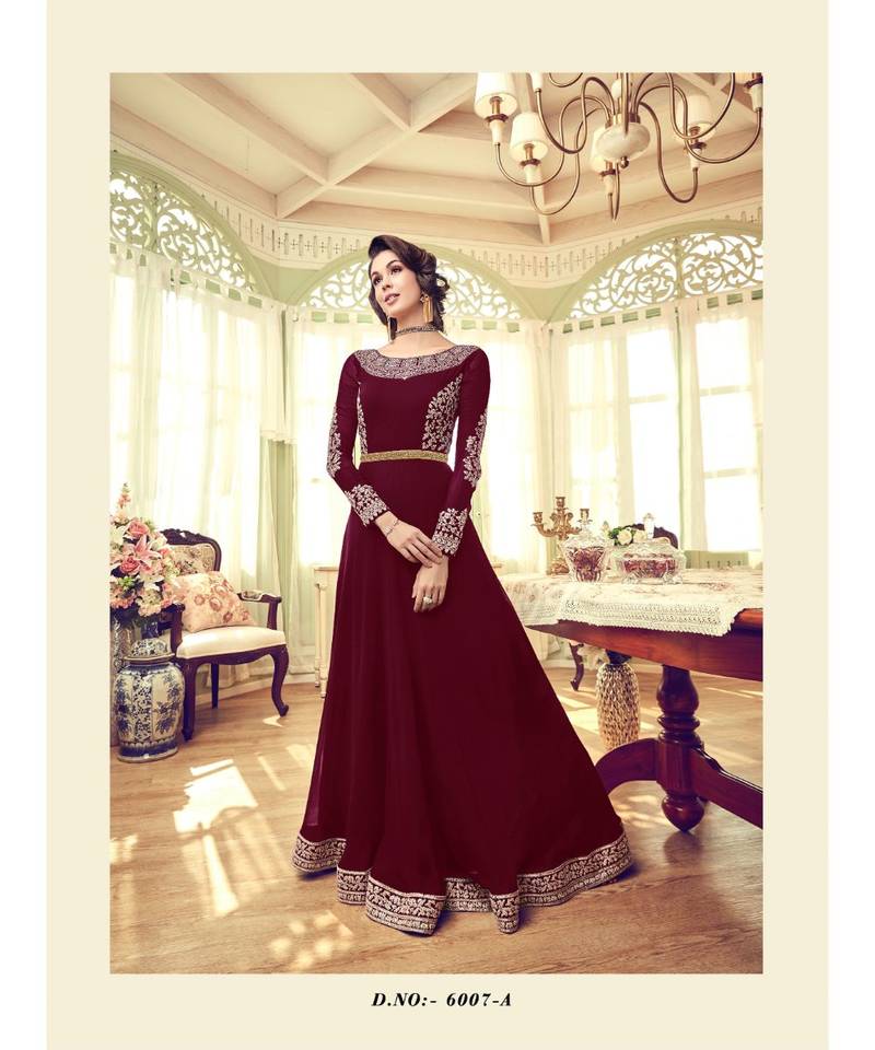 Embroidered With Stone Work Georgette Gown for Women Semi-Stitched ...
