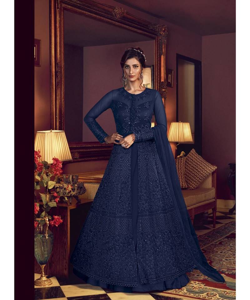 Embroidered With Stone Work Net Gown for Women Semi-Stitched - Shree ...