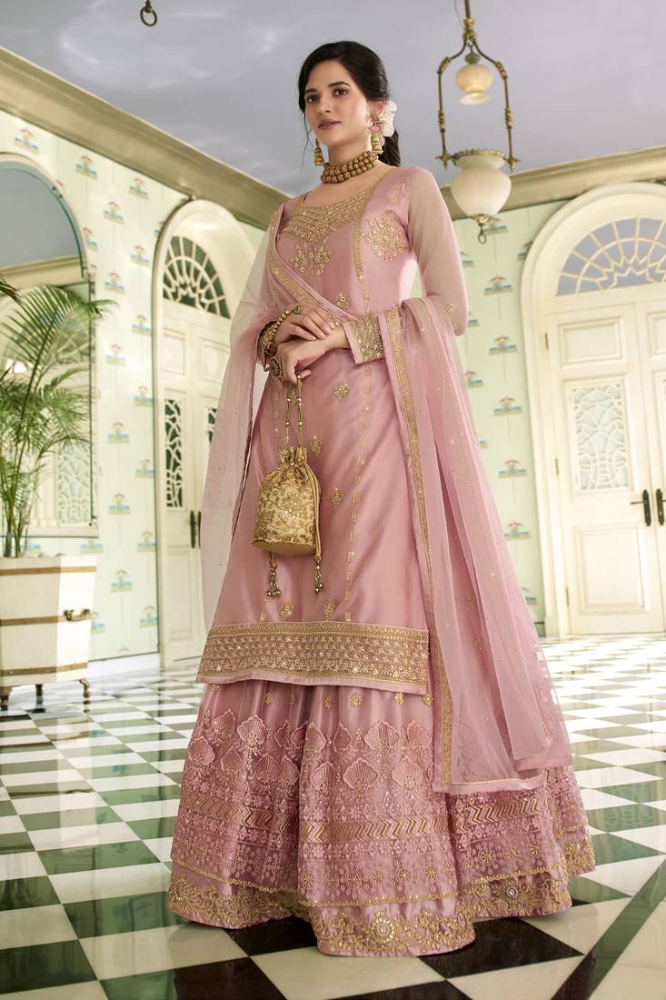 pink net sharara - Panjari Store - 3486189
