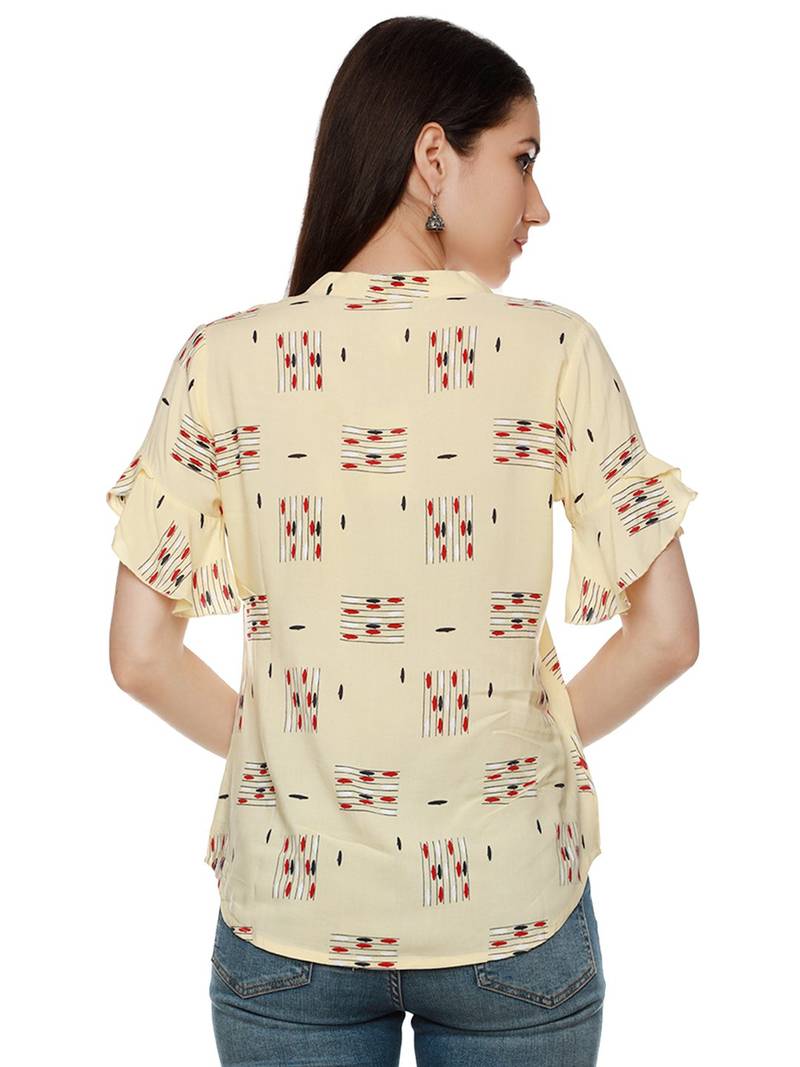 Yellow printed cotton party-tops - BLOCKMODA - 3494872