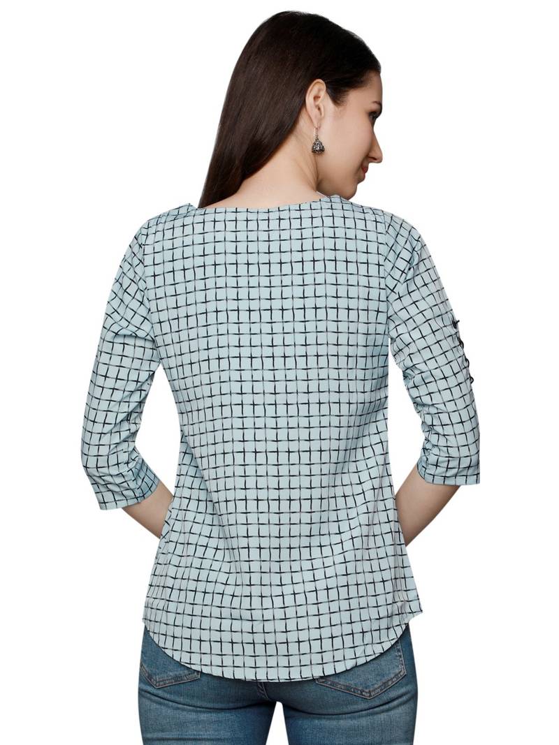 Blue printed polyester party-tops - BLOCKMODA - 3494880