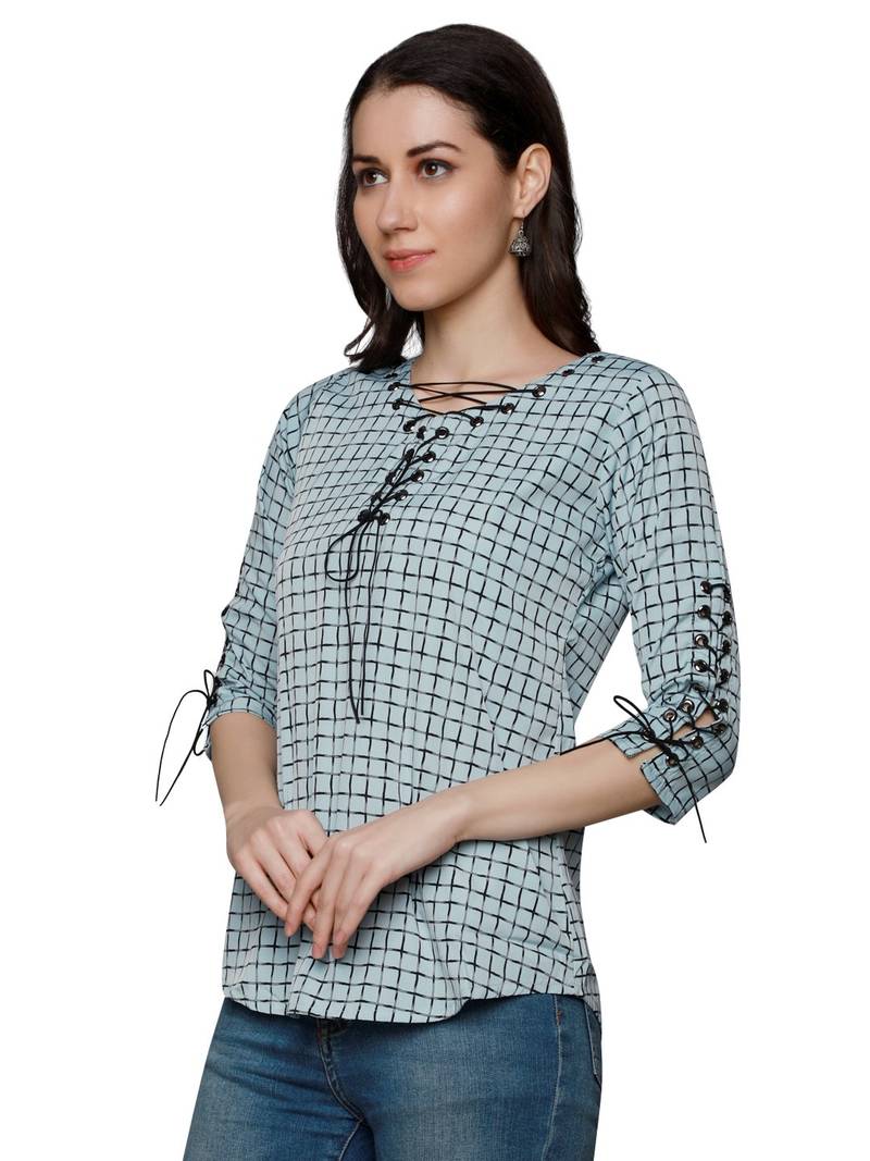 Blue printed polyester party-tops - BLOCKMODA - 3494880