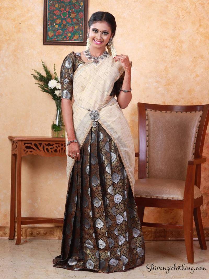 Shivangi Brocade Silver Half saree / langa davani !!! – AK64DGR ...