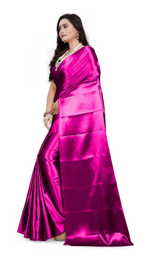Pink Satin Fancy Saree with Blouse - parv creation - 3499170