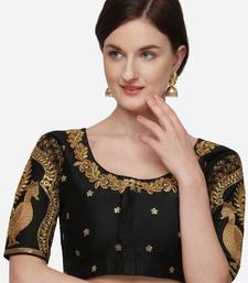 Women's Embroidered And Sequines Work Black Phantom Silk Blouse With ...