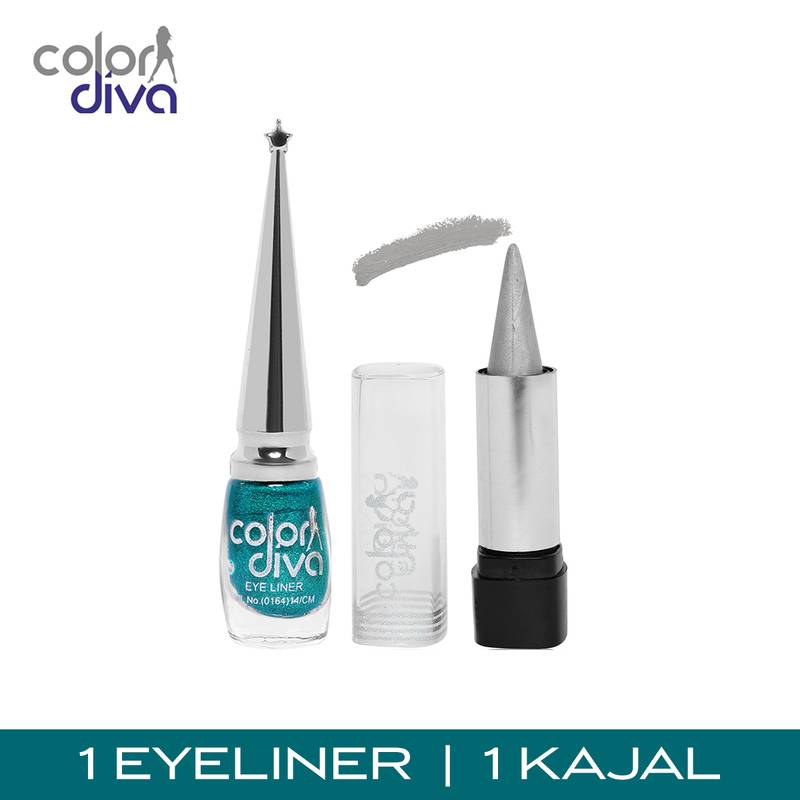 Color Diva Baris Green Eyeliner & TR Silver Kajal Combo - S.S.COSMETICS ...