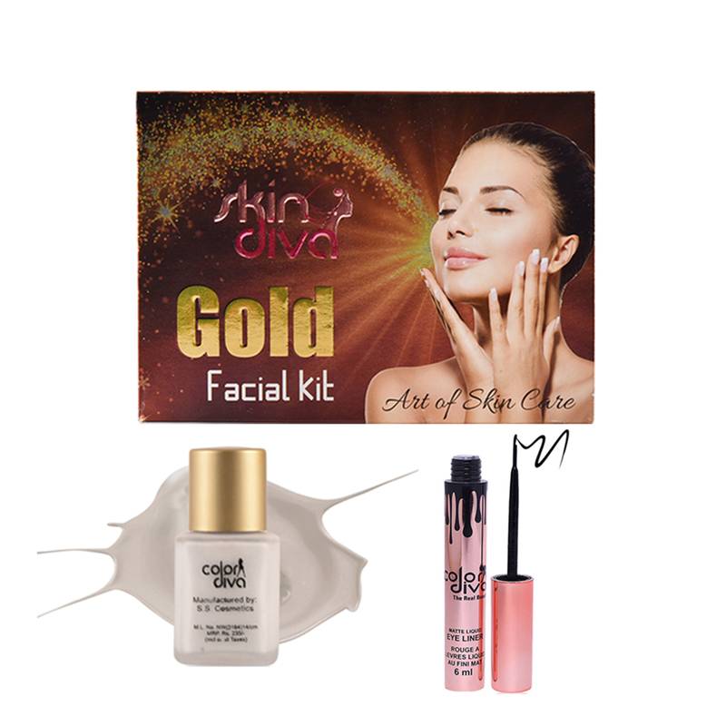 Skin Diva Gold Facial Kit, Color Diva Liquid Makeup Foundation White ...