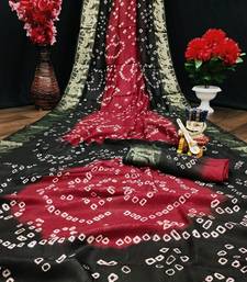 Blood Red Designer Bandhani saree with blouse - Vasu Sarees - 3507875