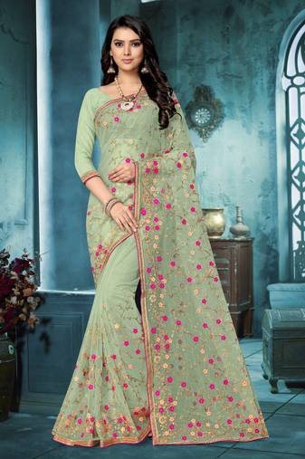 Latest 2023 Designer Net Sarees Collection - Mirraw