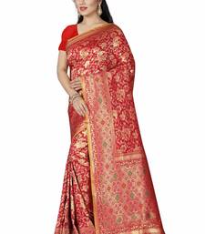 red woven silk saree with blouse - Sharaa Ethnica - 3515077