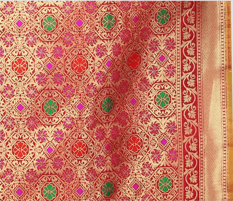 red woven silk saree with blouse - Sharaa Ethnica - 3515077