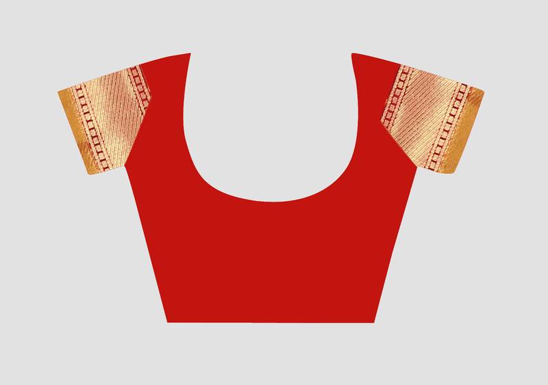 red woven silk saree with blouse - Sharaa Ethnica - 3515077