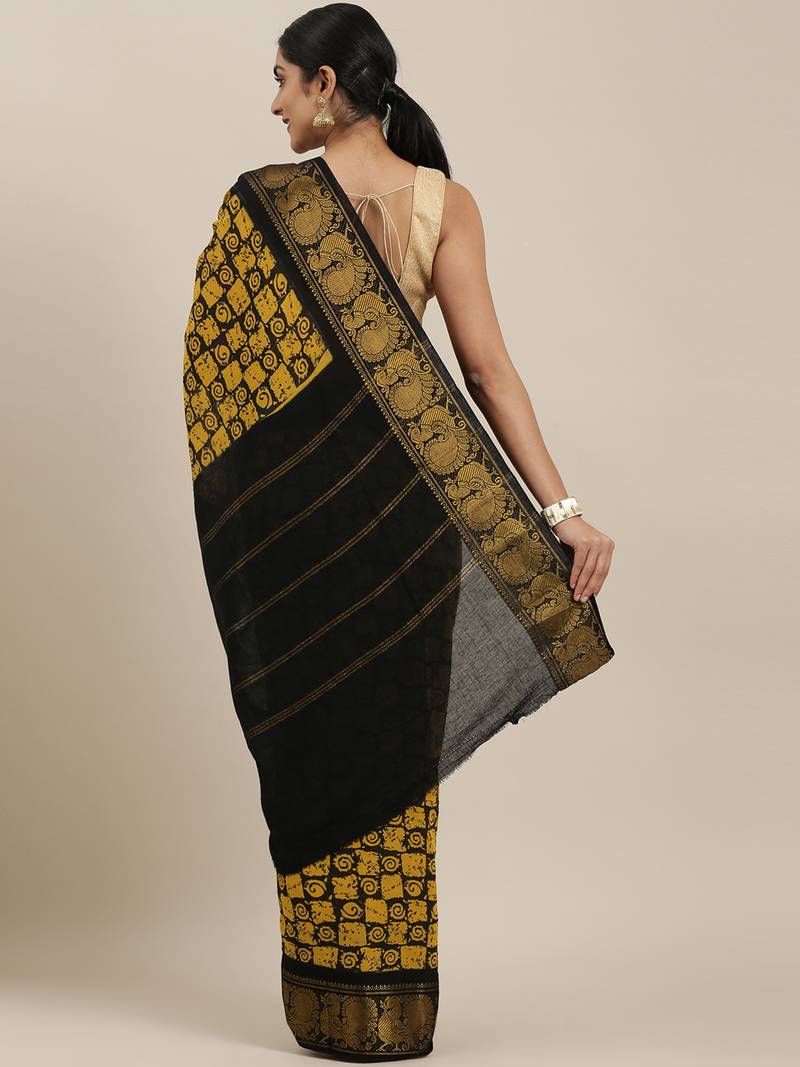 The Chennai Silks Black Madurai Sungudi Pure Cotton Saree Without ...