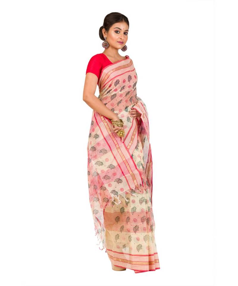 white cotton handloom sarees - RAJ SAREE HOUSE - 3546410