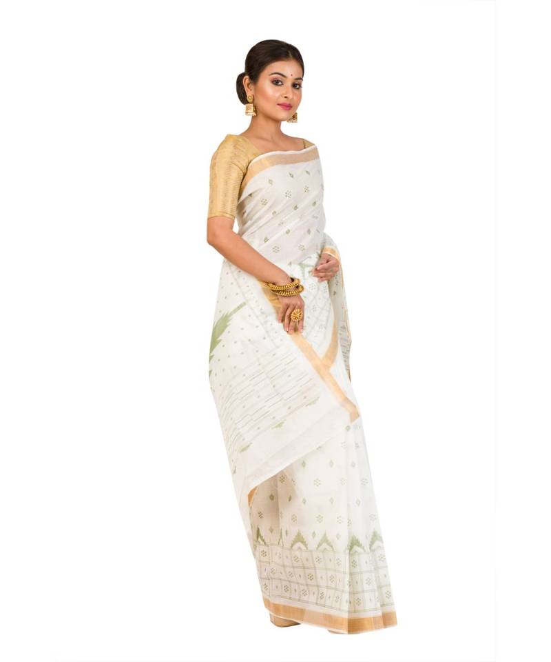 white cotton handloom sarees - RAJ SAREE HOUSE - 3546412