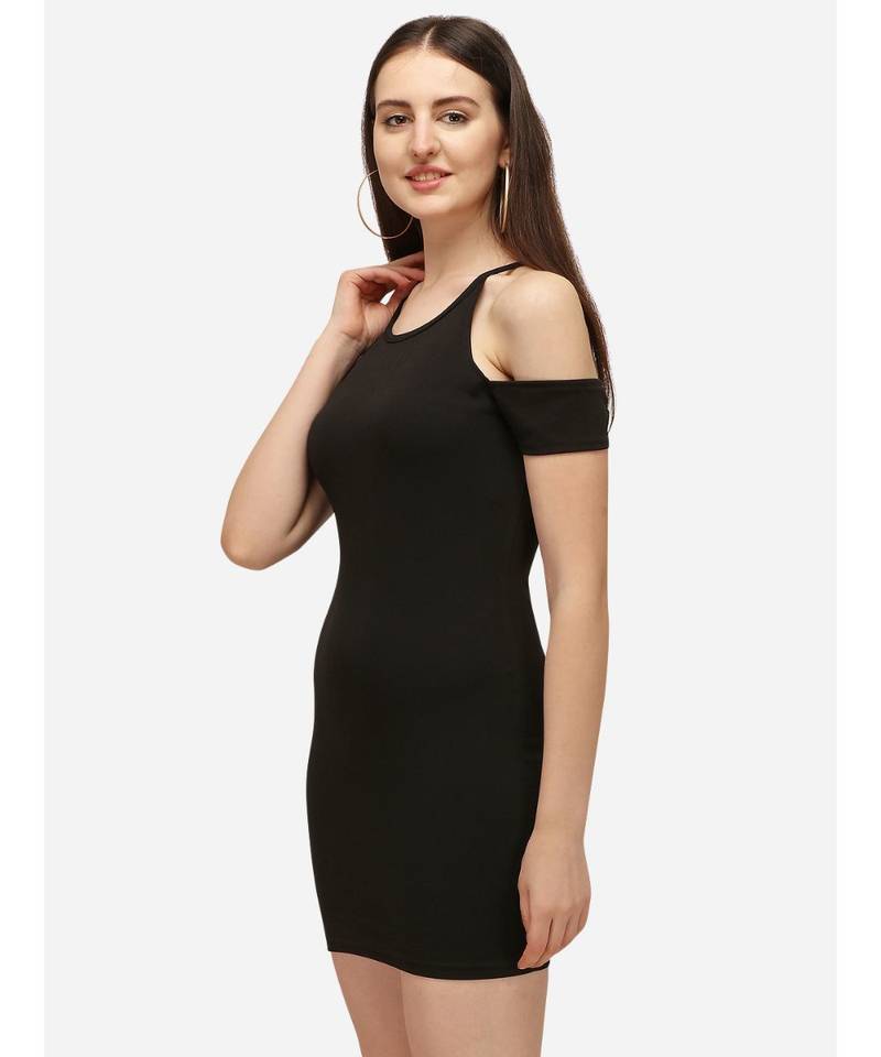 Wedani Women Black polyester A-line Dress - Wedani - 3550732