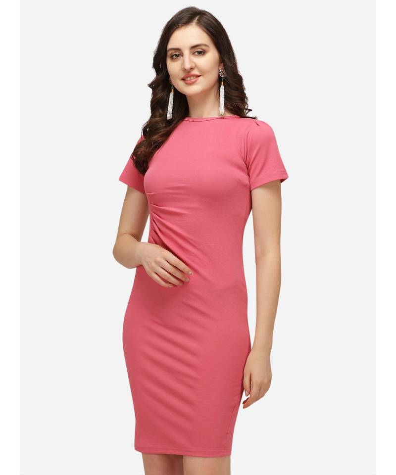 Wedani Women Pink polyester A-line Dress - Wedani - 3550749