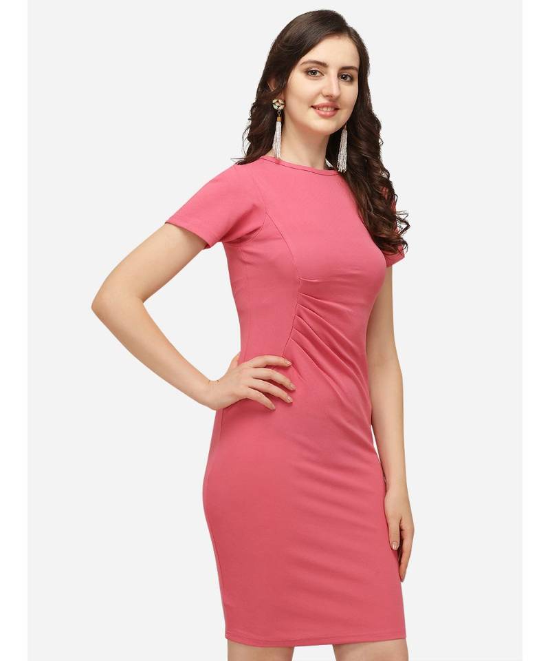 Wedani Women Pink polyester A-line Dress - Wedani - 3550749