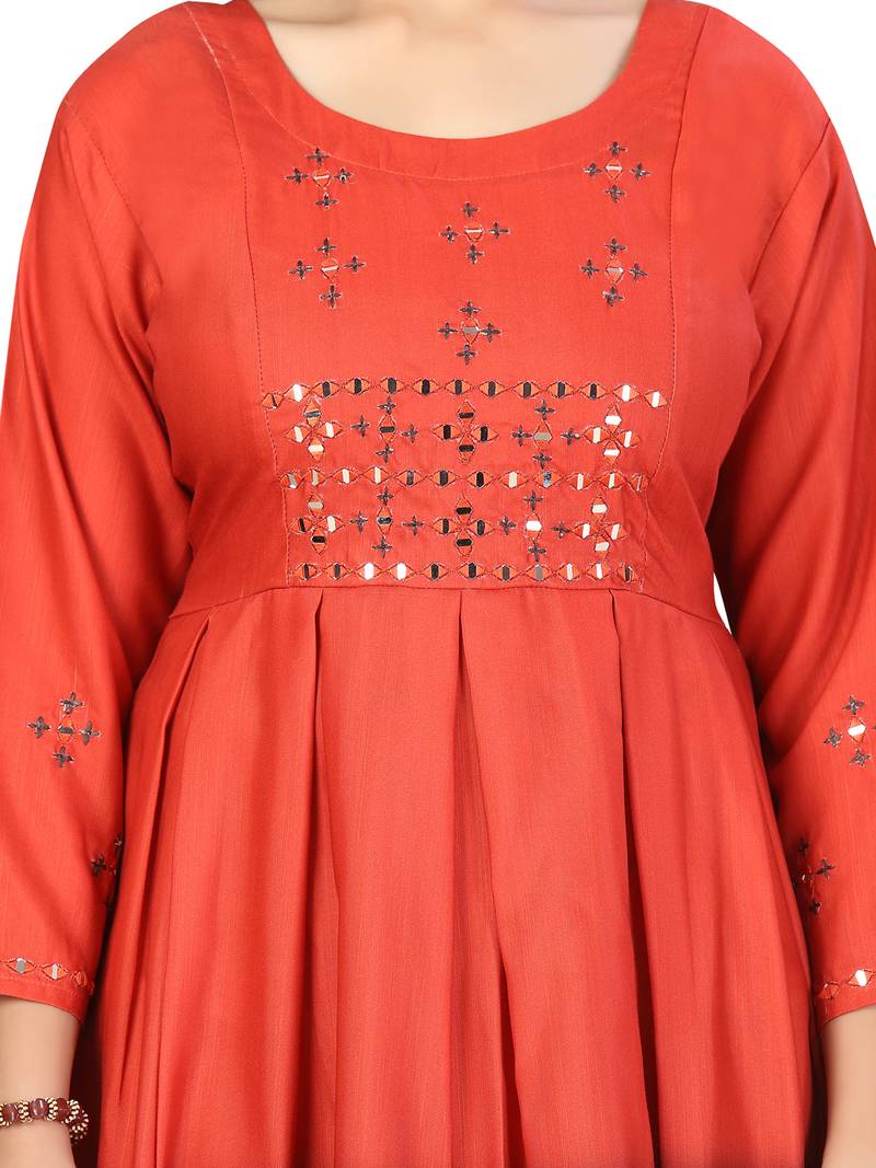 Red hand woven cotton kids-frocks - Aarika - 3557827