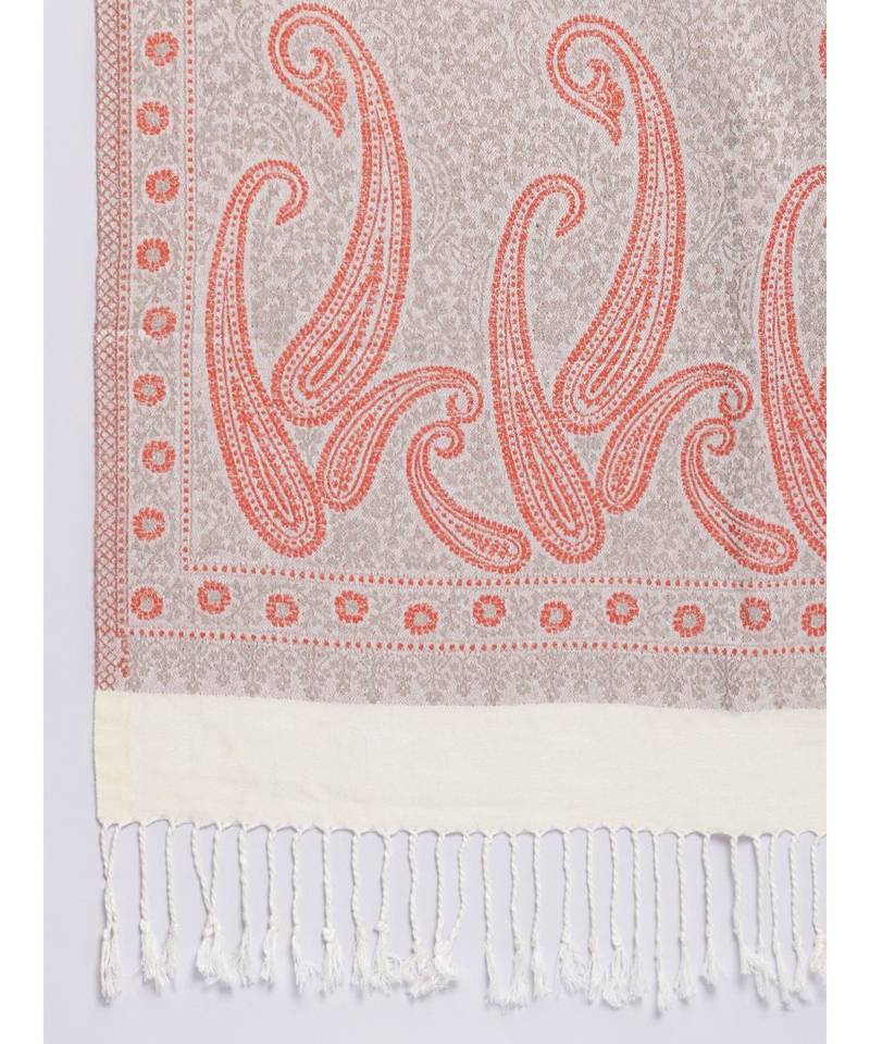 white Off White Viscose Woven Stole - HK Colours of Fashion - 3558027