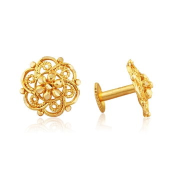 Traditional South Screw Back Alloy Gold and Micron Plated Round Earring ...