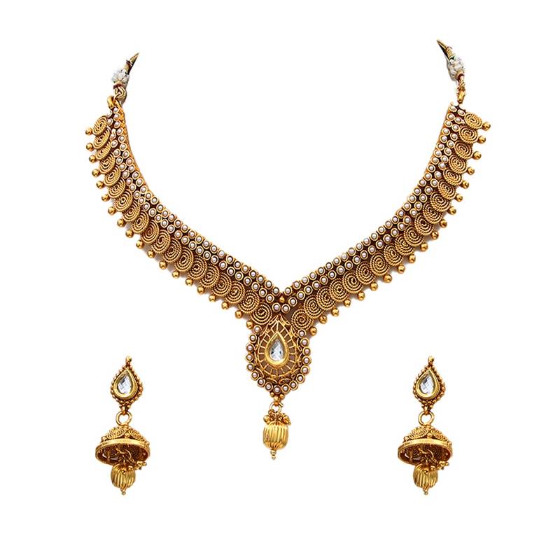 Gold gold plated antique gold Copper Necklace Pair of Earring - 55carat ...