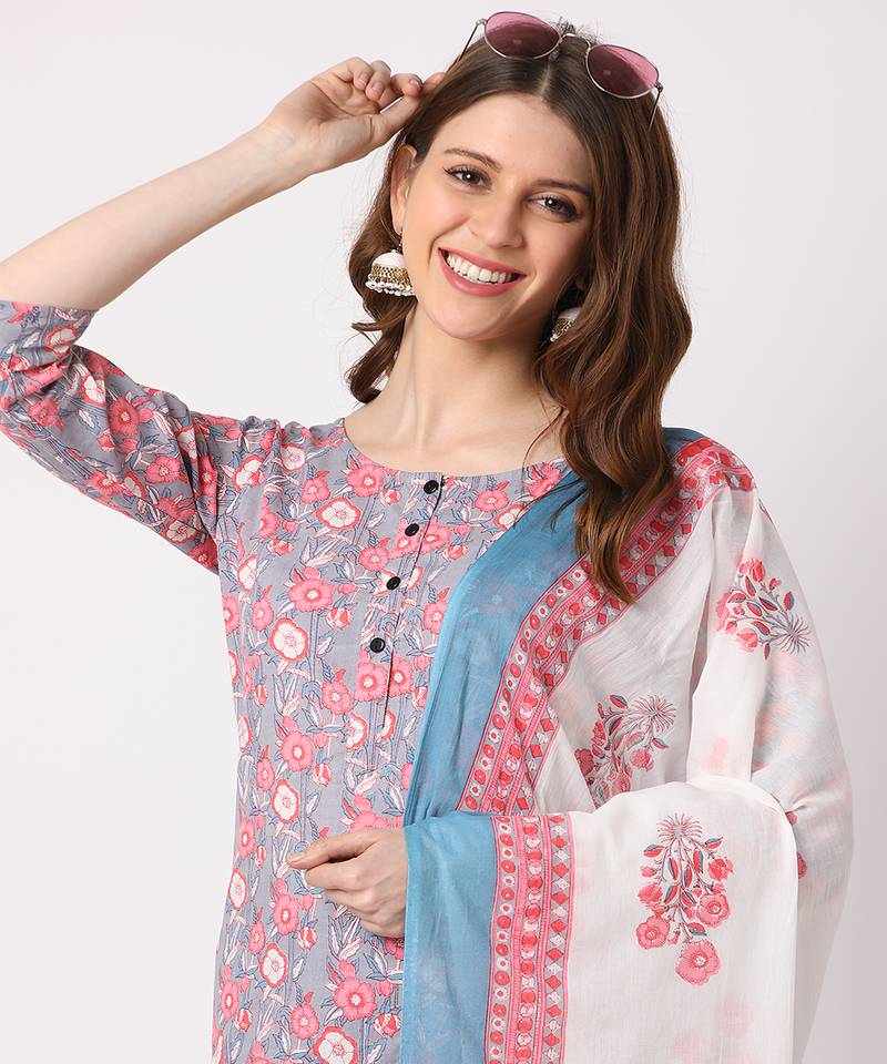 Multicolor printed cotton kurta-sets - Glorious Moment - 3610039