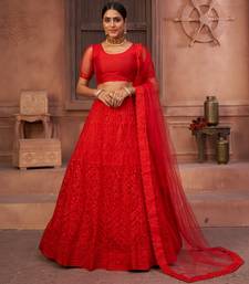 party wear red net lehenga choli with duptta - WARTHY ENT - 3657670