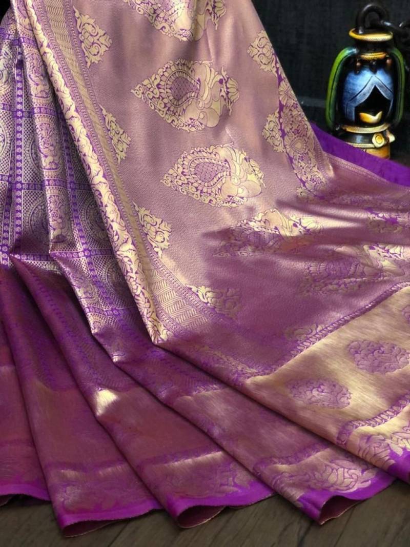 The Beautiful Elephant & Peacock Designs All Over Saree. This Festive ...