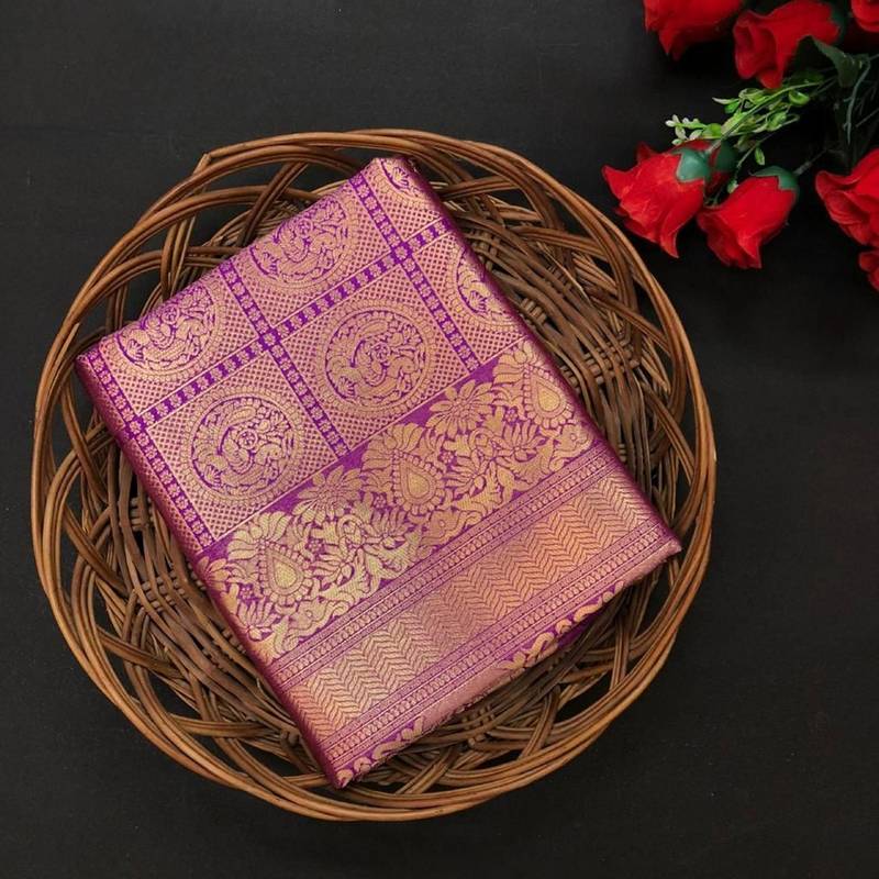 The Beautiful Elephant & Peacock Designs All Over Saree. This Festive ...