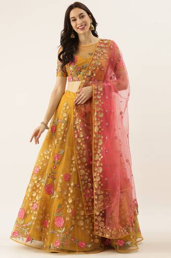 Net Lehenga - Buy Indian Net Lehenga Choli with Dupatta & Lining Online