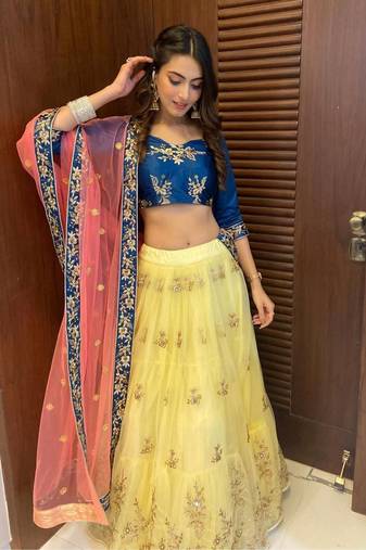 Net Lehenga - Buy Indian Net Lehenga Choli with Dupatta & Lining Online
