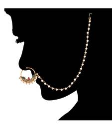 Traditional Ethnic Bridal Nose Ring Nath without piercing with Pearl ...