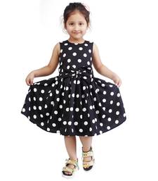 Black Kids Poly Crape Knee Length Frock - Alisha Moda - 3681079