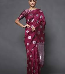 Glemora Wine Fancy Ethnic Wear Silk Blend Traditional Saree - Glemora ...