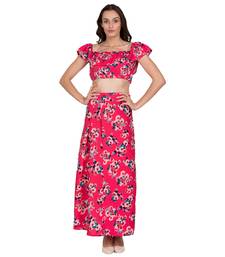 Pink printed Crepe top & skirt - TINY TOON - 3689599