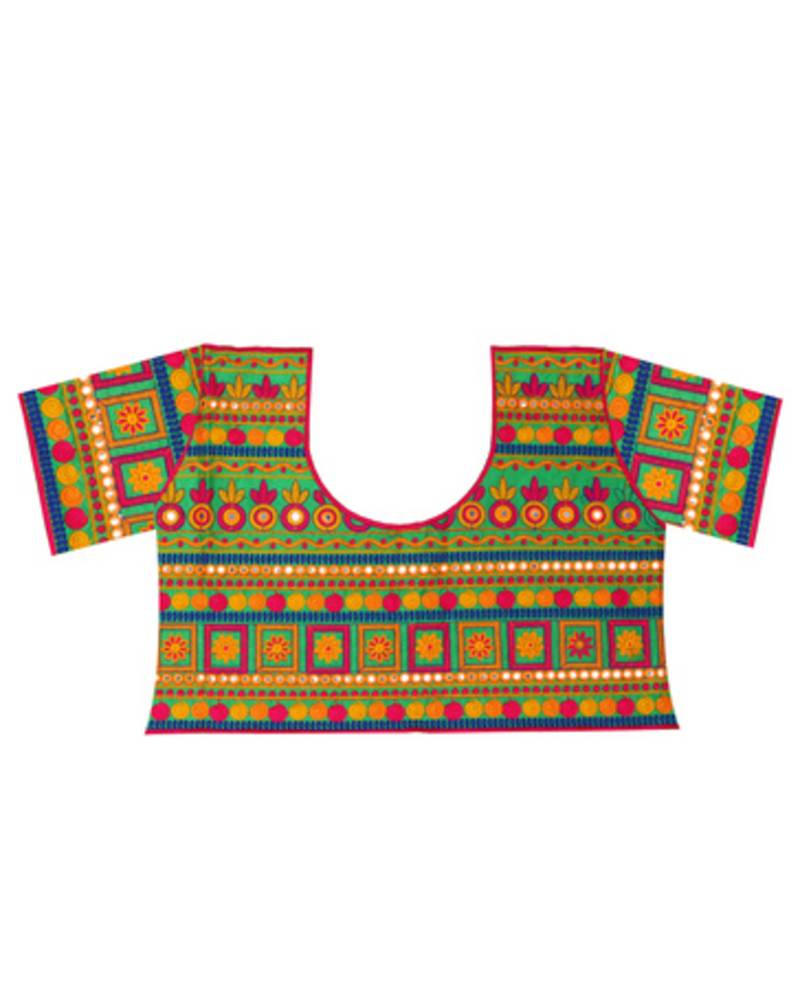 multicolor Cotton blouse-fabric - PurpleYou - 535019