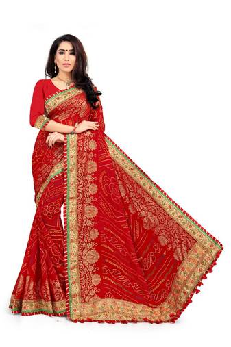Shop Traditional & Designer Heavy Bandhani (Bandhej) Silk Saree at Mirraw