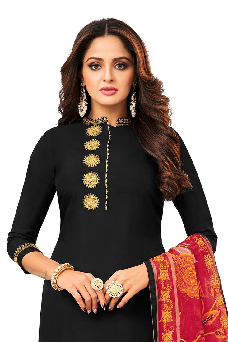 Black printed silk salwar - Pisara - 3706078