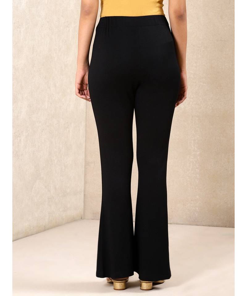 Black Bell Bottom Trouser With Slit - RITU KUMAR - 3724566