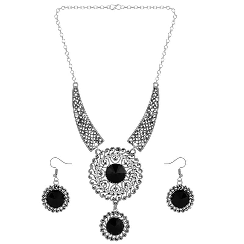 Elegant Look Silver Plated Neckalce Set Jewellery For Women And Girls ...