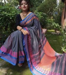 Mango Kalka Border Begompuri Saree - BISWAS HANDLOOM - 3737110
