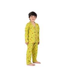 Chakori Fish Print Full Sleeves Night Suit Yellow - Chakori - 3742726