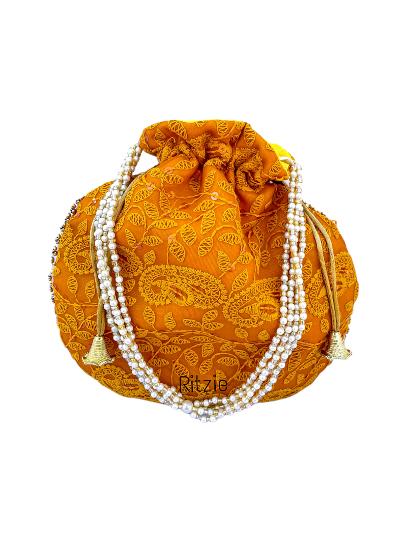 Ritzie Chickenkari Embroidered Design Potli for Women & Girls Ethnic ...
