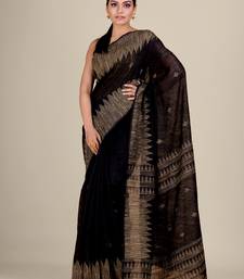 Black hand woven matka silk saree with blouse - Sajasajo - 3752467