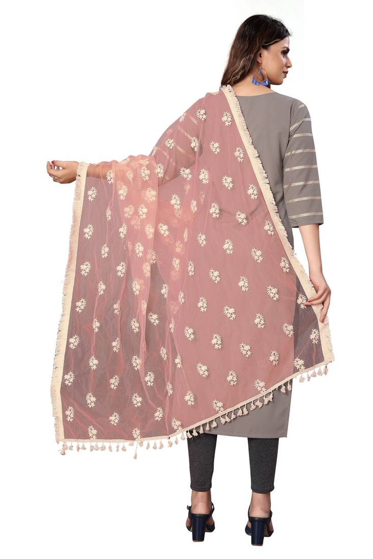 Gajari Red Net Cotton white Dhaga With Gold Sequince Dupatta - Real ...